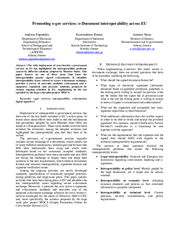 (PDF) Promoting e-gov services: e-Document interoperability across EU