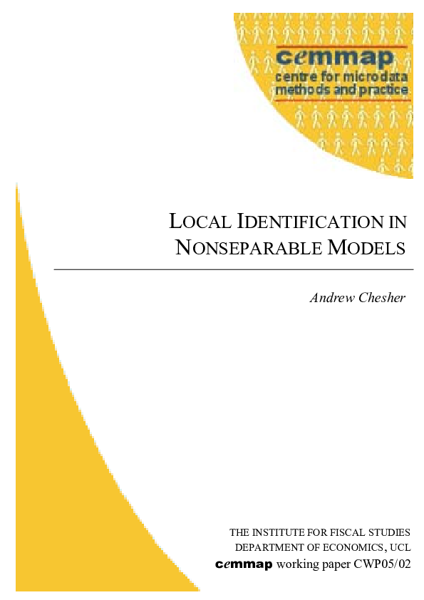 (PDF) Identification In Nonseparable Models