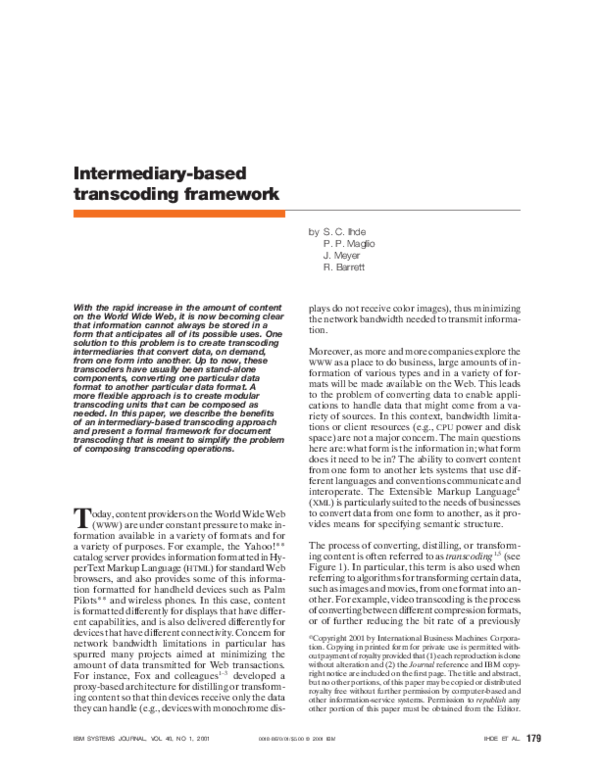 (PDF) Intermediary-Based Transcoding Framework