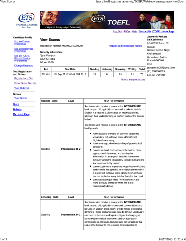 toefl registration fee in india