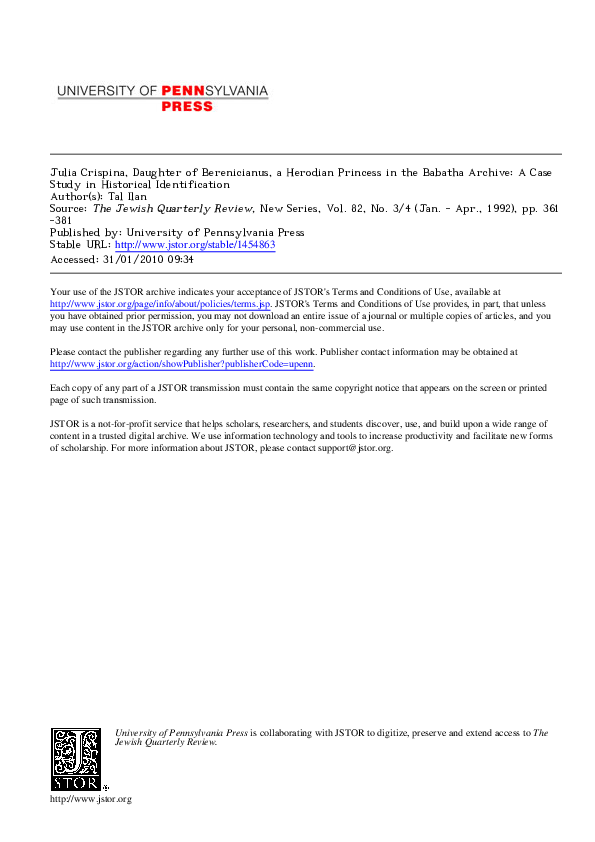 (PDF) 1991-2 “Julia Crispina Daughter of Berenicianus, A Herodian ...