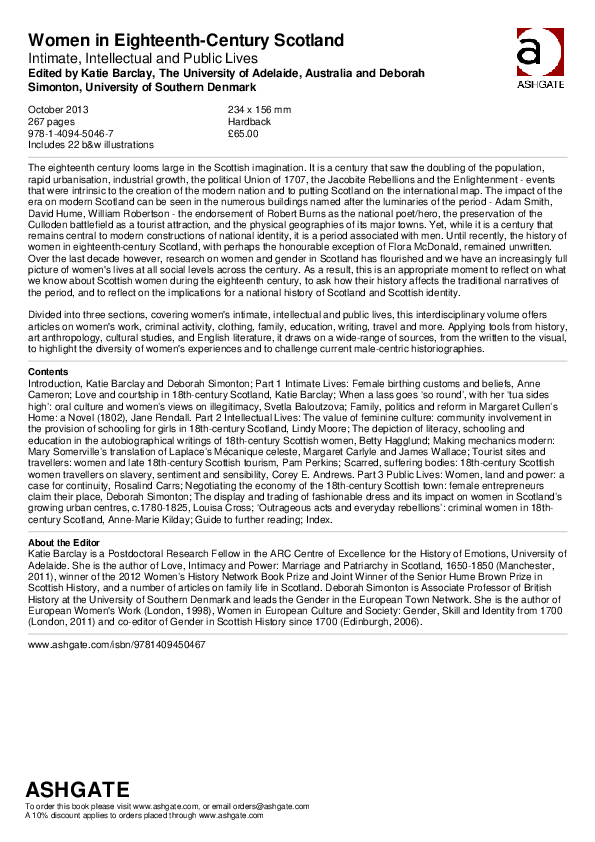 Women in Eighteenth-century Scotland