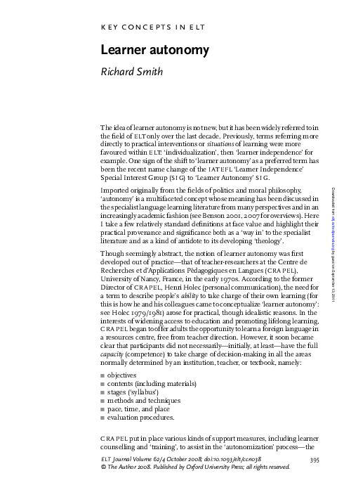 (PDF) key concepts in elt Learner autonomy