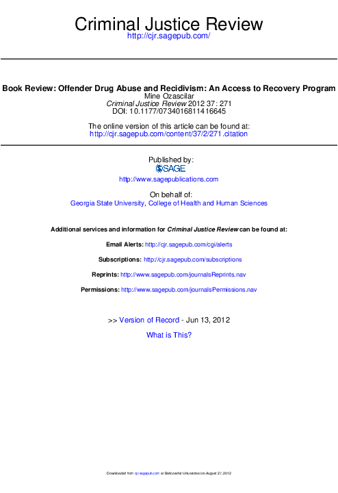 (PDF) Book Review: “Offender Drug Abuse and Recidivism: An Access to ...