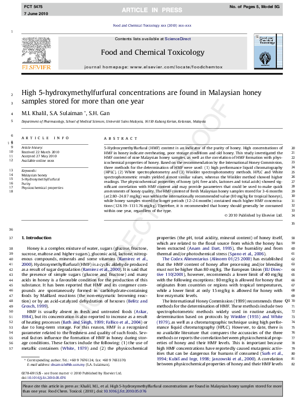 (PDF) High 5-hydroxymethylfurfural concentrations are found in ...