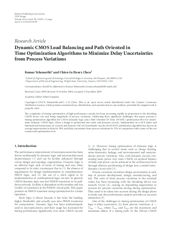 (PDF) Dynamic CMOS Load Balancing and Path Oriented in Time Optimization Algorithms to Minimize ...