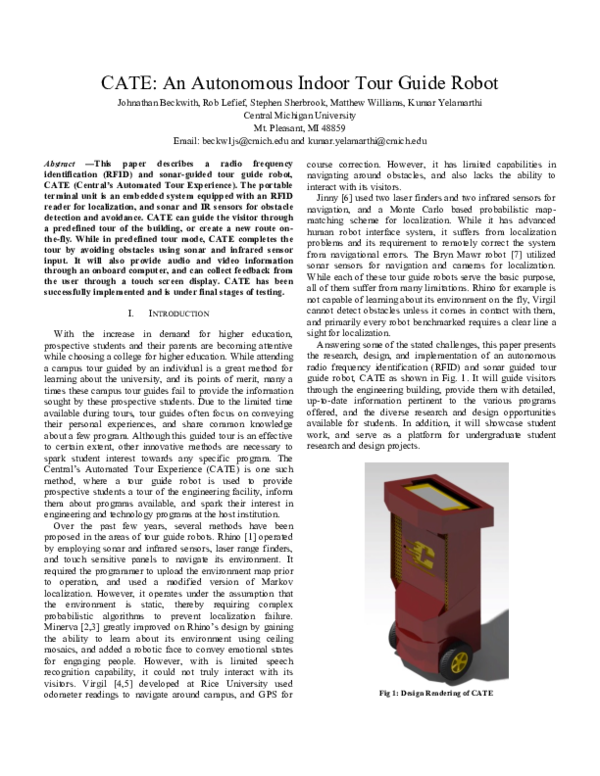 (PDF) CATE: An Autonomous Indoor Tour Guide Robot