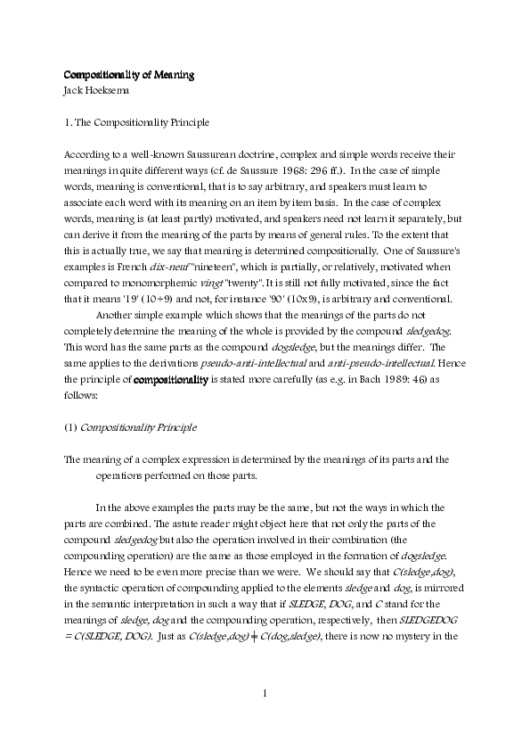 (PDF) Compositionality of meaning