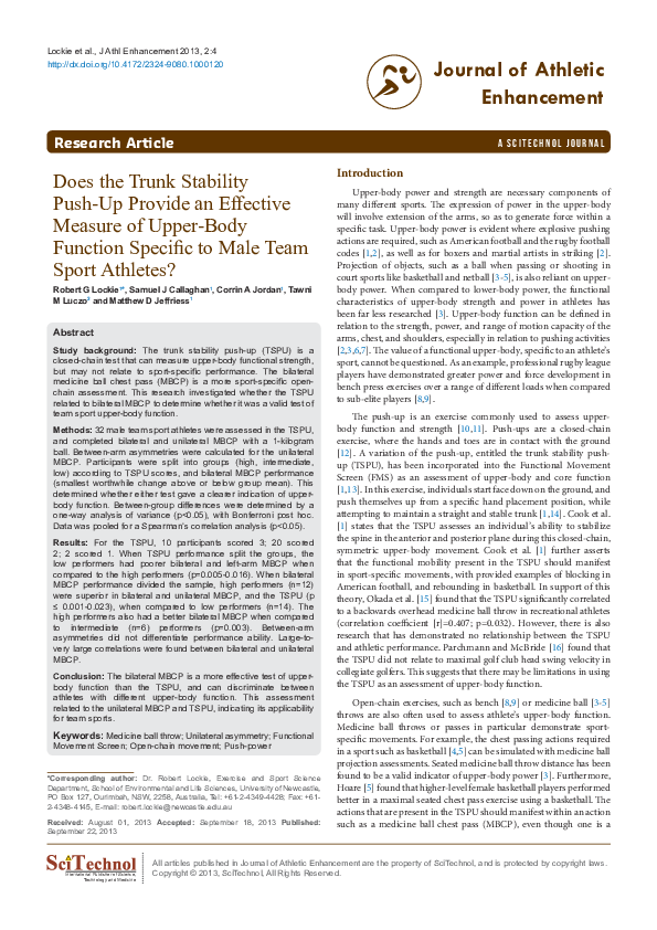 (PDF) Does the trunk stability push-up provide an effective measure of ...