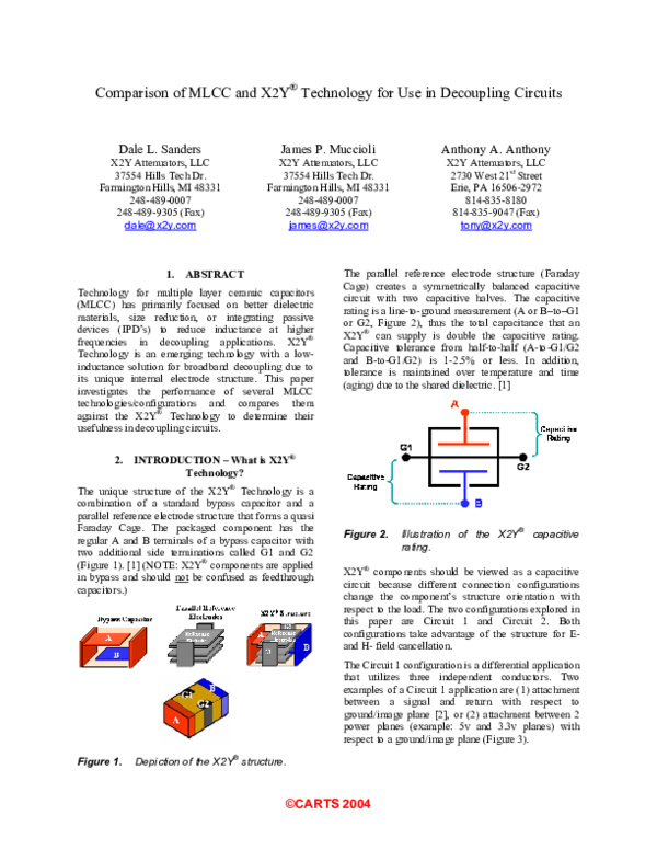 (PDF) Comparison of MLCC and X2Y® Technology for Use in Decoupling Circuits