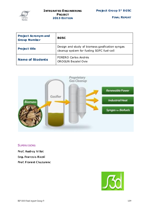 (PDF) Design and study of high temperature syngas cleanup system from ...