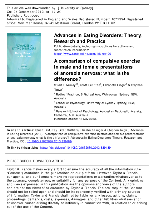(PDF) A Comparison of Compulsive Exercise in Male and Female ...