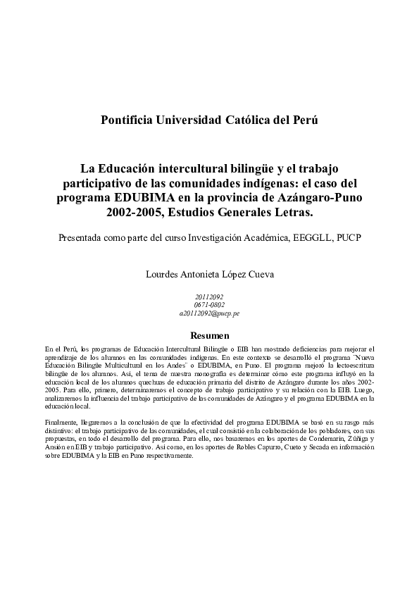 (DOC) Pontificia Universidad Católica del Perú