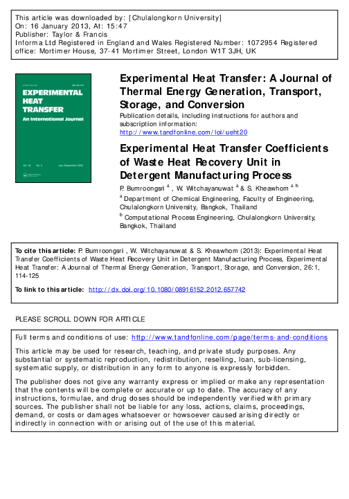 (PDF) Experimental Heat Transfer: A Journal of Thermal Energy ...