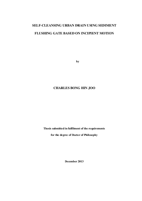(PDF) Self-Cleansing Urban Drain using Sediment Flushing Gate Based on ...