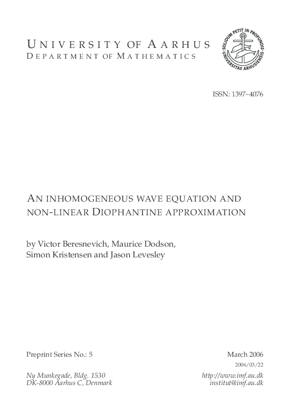 (PDF) An Inhomogeneous Wave Equation and Non-Linear Diophantine Approximation