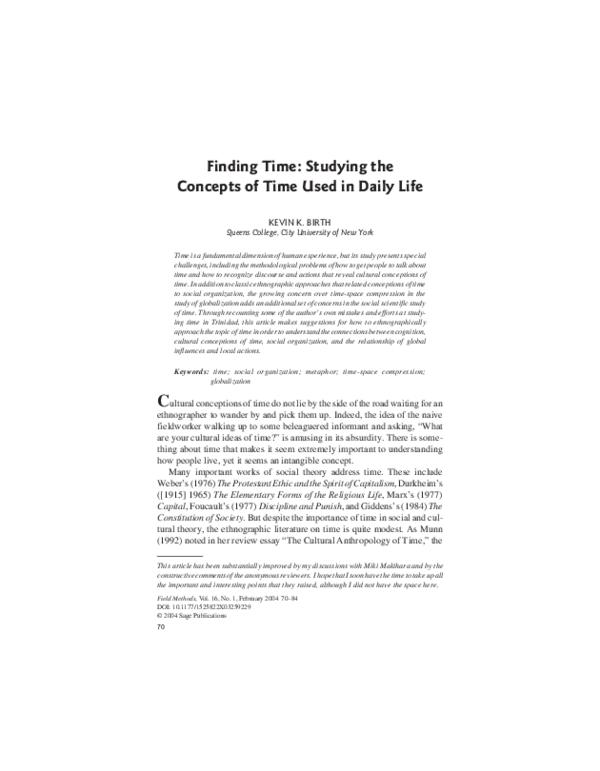 (PDF) Finding Time: Studying the Concepts of Time Used In Daily Life