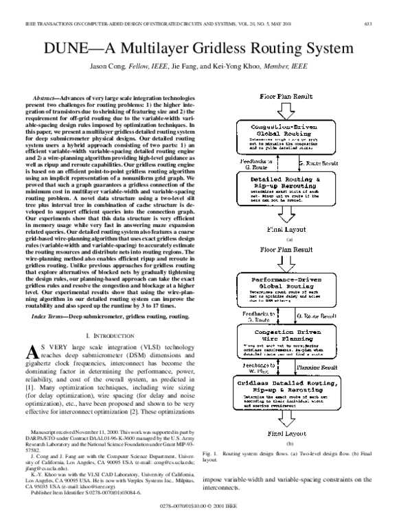 Pdf Dune A Multilayer Gridless Routing System 