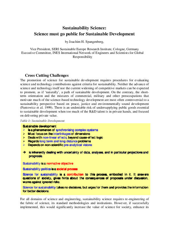 (PDF) Sustainability Science: Science Must Go Public for Sustainable ...