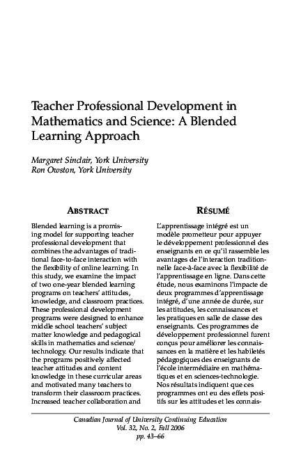 (PDF) Teacher Professional Development In Mathematics and Science: A ...