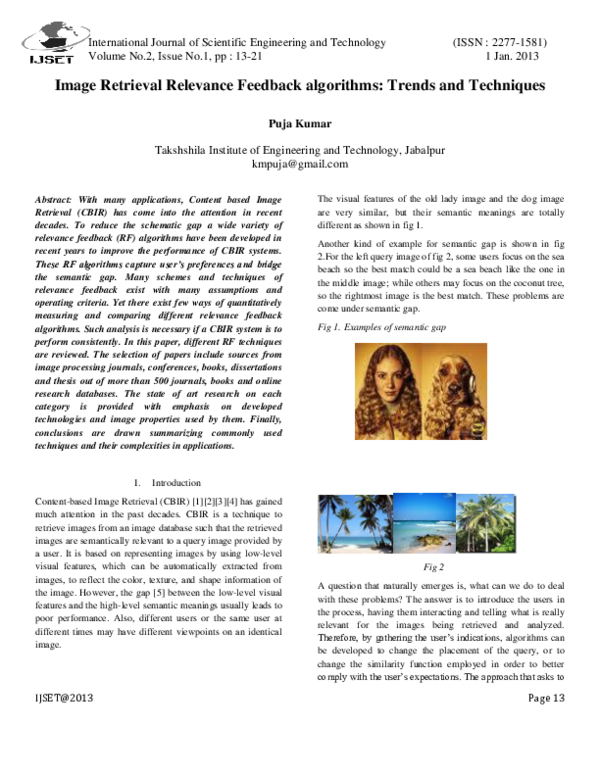 Pdf Image Retrieval Relevance Feedback Algorithms Trends And Techniques