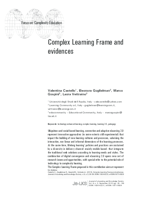 (PDF) Complex Learning Frame and evidences