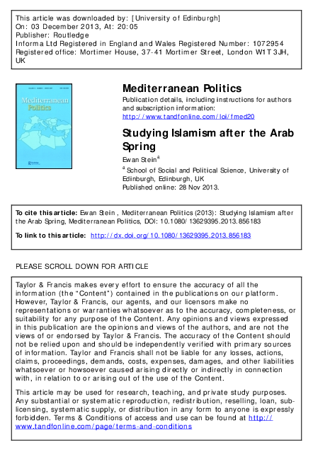 (PDF) Studying Islamism after the Arab Spring