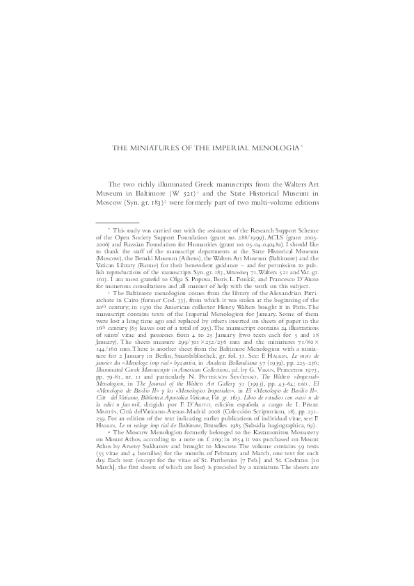 (PDF) Miniatures of the Imperial Menologia