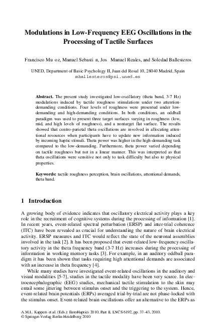 Pdf Modulations In Low Frequency Eeg Oscillations In The Processing