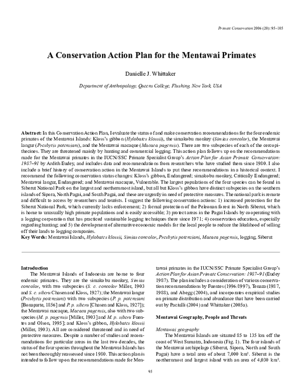 (PDF) A Conservation Action Plan for the Mentawai Primates