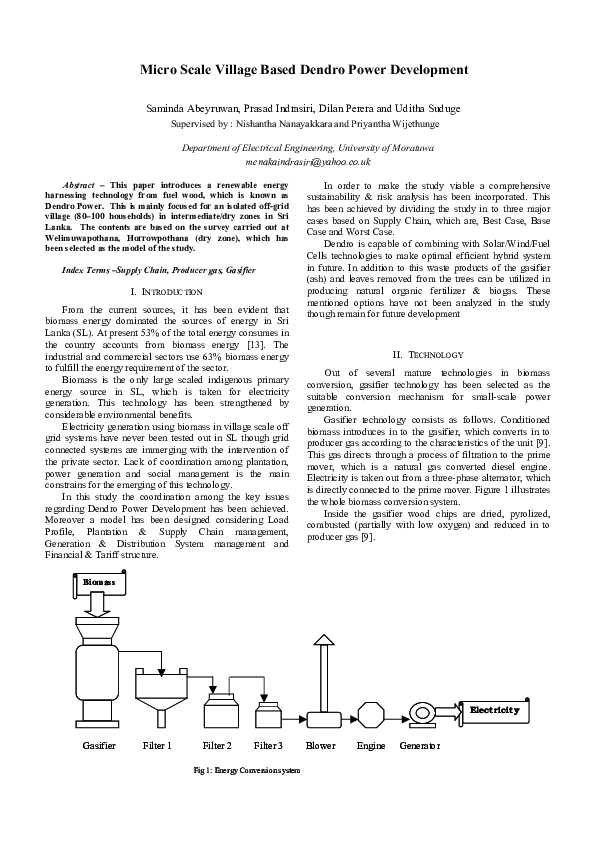 (PDF) Micro Scale Village Based Dendro Power Development