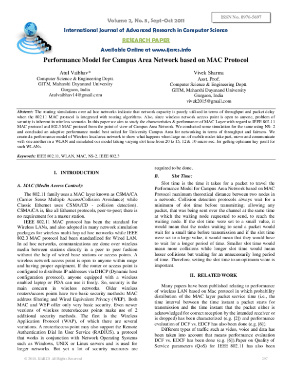 Pdf Performance Model For Campus Area Network Based On Mac Protocol