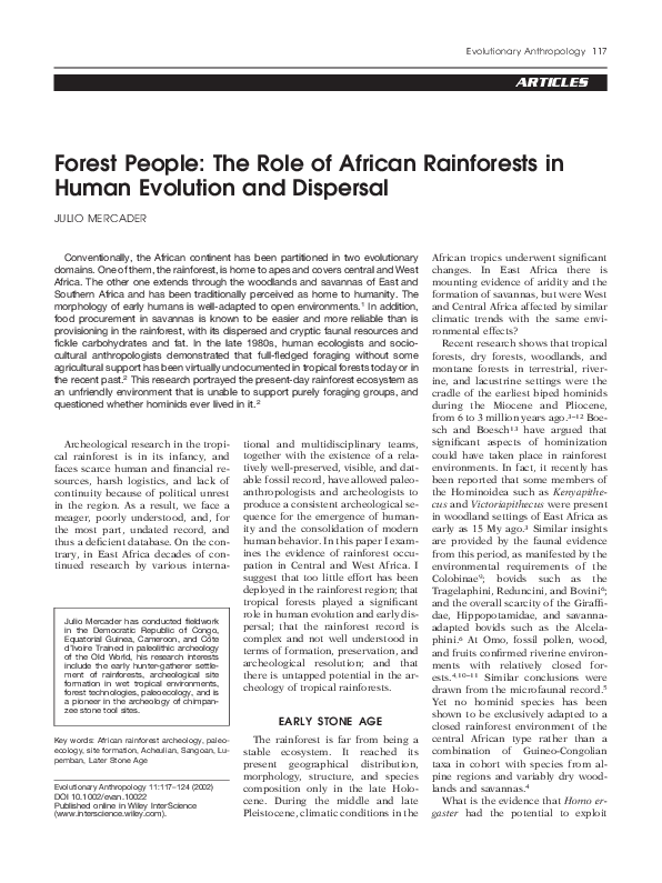 (PDF) Forest People: the Role of African Rainforests In Human Evolution ...