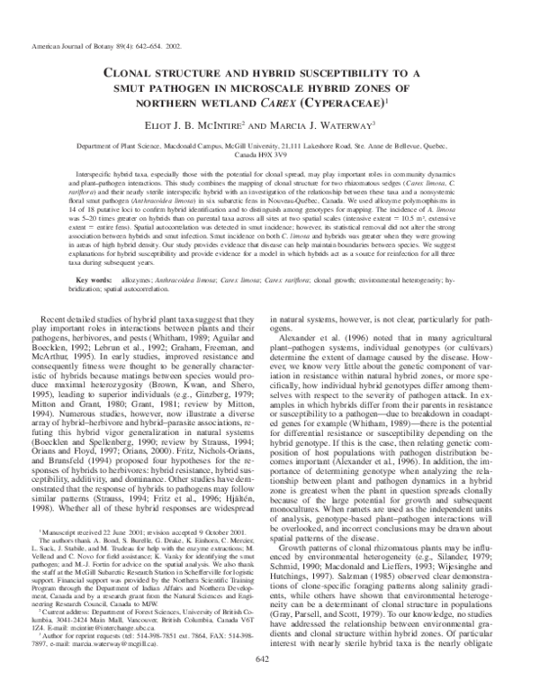 (PDF) Clonal structure and hybrid susceptibility to a smut pathogen in ...
