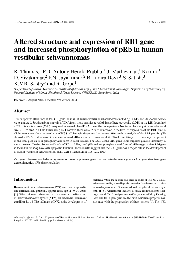(PDF) Altered structure and expression of RB1 gene and increased ...