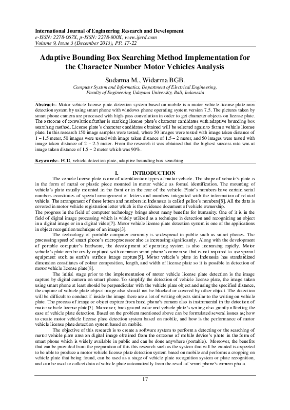 Pdf Adaptive Bounding Box Searching Method Implementation For The Character Number Motor