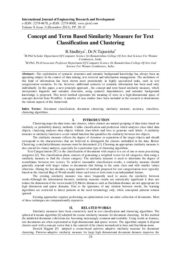 Pdf Concept And Term Based Similarity Measure For Text Classification
