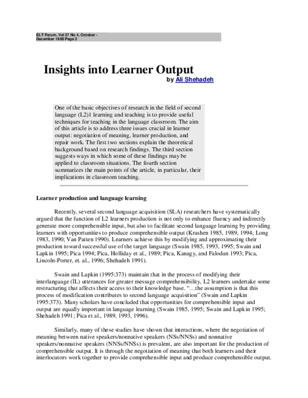 (PDF) Insights into Learner Output