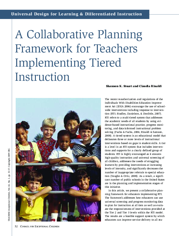 (PDF) A Collaborative Planning Framework for Teachers Implementing ...