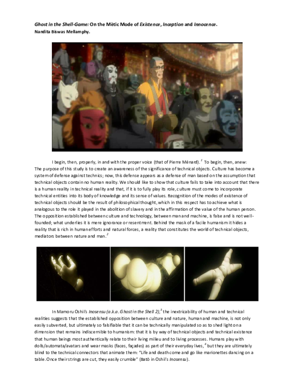 (PDF) Ghost in the Shell-Game: On the Mètic Mode of Existence ...