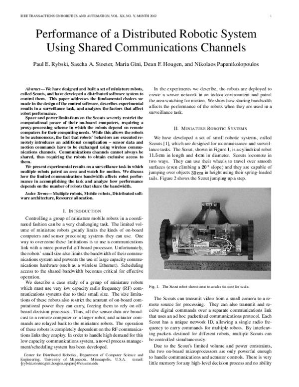 Performance of a distributed robotic system using shared communications channels | Maria Gini ...