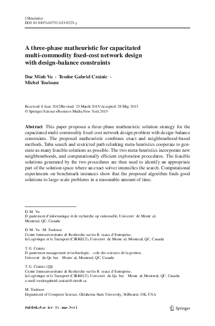 (PDF) A three-phase matheuristic for capacitated multi-commodity fixed ...