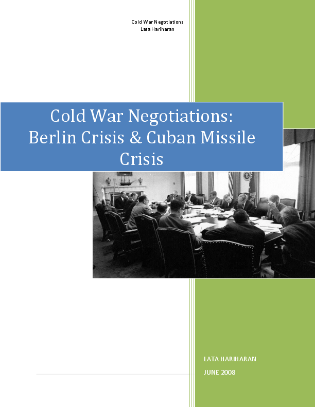 (PDF) Negotiation Analysis - Cold War Negotiations
