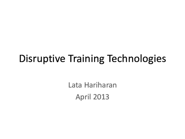 (PDF) Disruptive Training Technologies