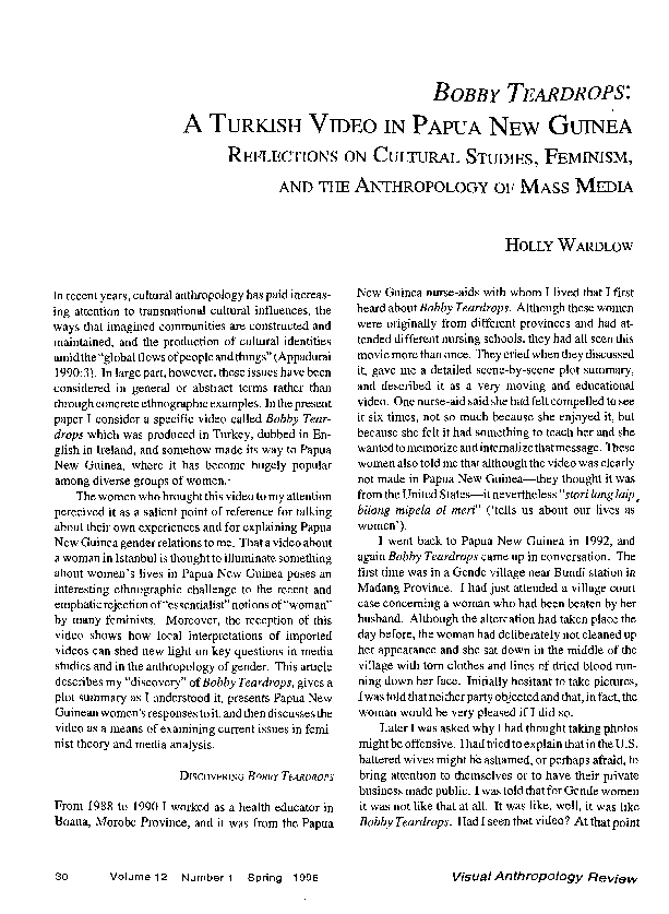 (PDF) Bobby Teardrops: A Turkish video in Papua New Guinea Reflections ...