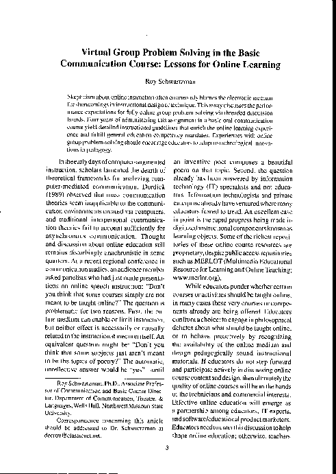 Virtual Group Problem Solving in the Basic Communication Course ...