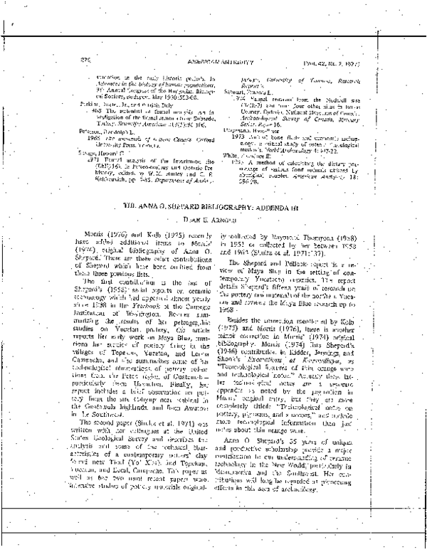 (PDF) The Anna O. Shepard Bibliography: Addenda III