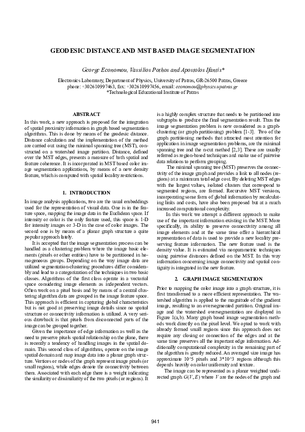 Pdf Geodesic Distance And Mst Based Image Segmentation