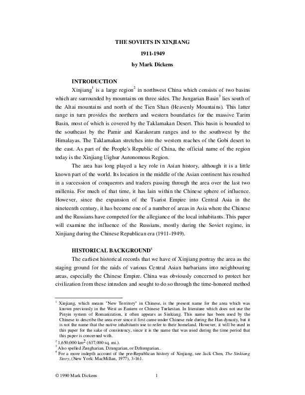(PDF) The Soviets In Xinjiang