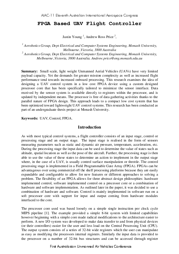 (PDF) FPGA Based UAV Flight Controller